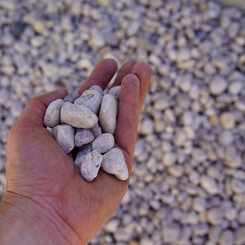 Cowra White Pebbles 20mm - Bulk Decorative Gravel by Tonne